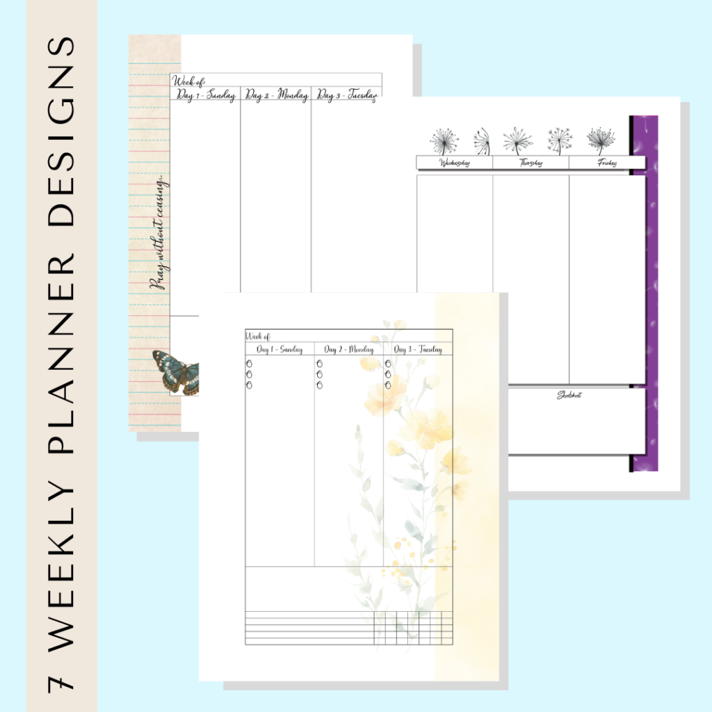 Printable weekly planner layout – Cooper Family Printing